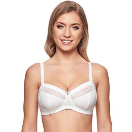 SuSa Damen B&uuml;gelloser BH &raquo;Santorin&laquo; Schweizer T&uuml;llstickerei, Schmuckstein, gen&auml;hte Cups, hohe Stegmitte wei&szlig; 80, Cup C
