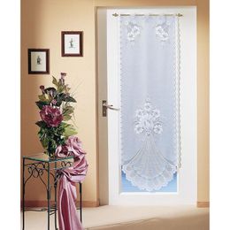 Weckbrodt-Gardinen T&uuml;rvorhang &raquo;Adria&laquo; Stangendurchzug 1 Stk. tlg. Jacquard, strukturiert, halbtransparent, floral,gebogt, Gardine, Store wei&szlig; Jacquard, Polyester 175cm, 