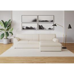 DOMO collection Ecksofa &raquo;Topper, elegant und zeitlos, kompaktes Stellma&szlig; 245/155cm, L-Form&laquo; mit Recamiere, wahlweise mit Schlaffunktion beige B/H/T: 