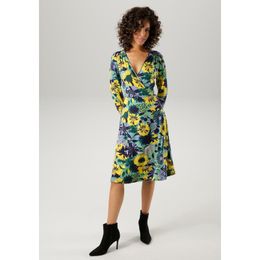 Aniston Casual Damen Aniston CASUAL Jerseykleid mit V-Ausschnitt in Wickel-Optik bunt 38, N-Gr