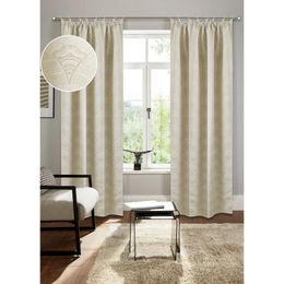 Bruno Banani Verdunkelungsvorhang &raquo;Alessio&laquo; Kr&auml;uselband 1 Stk. tlg. Elegantes Muster, Jacquard, verdunkelnder Vorhang, blickdicht,modern beige Polyester, Polyester