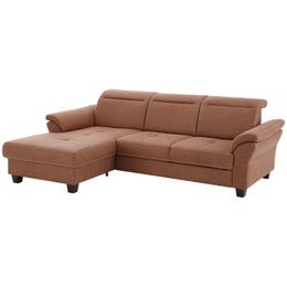 OTTO home Ecksofa &raquo;Solvei L-Form&laquo; mit Recamierenabschlu&szlig; und Sitztiefenverstellung braun Struktur (100% Polyester);Luxus-Microfaser Lederoptik (100% 