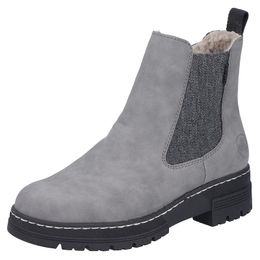 Rieker Damen Chelseaboots Winterstiefelette, Winterboots, Blockabsatz, mit Stretcheinsatz grau 37