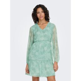Only Damen Only Chiffonkleid &raquo;ONLTESSA-CERA ELIZA L/S DRESS WVN CS&laquo; Kunstfaser, regular fit, V-Ausschnitt gr&uuml;n XS, N-Gr