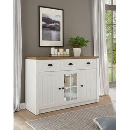 Home Affaire Sideboard &raquo;Beauvais&laquo; Breite ca. 130 cm wei&szlig; Holzwerkstoff B/H/T: 130cm x 86cm x 43cm, 3 Stk., 3 Stk.