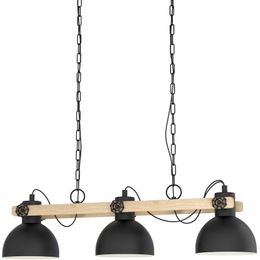 Eglo H&auml;ngeleuchte &raquo;LUBENHAM H&auml;ngelampe, Stahl und Holz, E27, IP20, Esszimmerlampe, Lampe&laquo; E27 H&auml;ngeleuchte, L90 x B20 x H110 cm, schwarz, braun, 3X28W