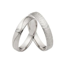 Firetti Unisex Trauring &raquo;Schmuck Geschenk Gold 750 Hochzeit Ehering "LIEBE"&laquo; Made in Germany, wahlweise mit oder ohne Brillant wei&szlig; 52, 0,01 SI = 