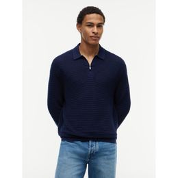 Tommy Hilfiger Herren Polokragenpullover &raquo;Dress Casual Premium Line Zipper&laquo; Premium Qualit&auml;t mit Seide und Kaschmir - soft, atmungsaktiv blau S