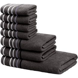OTTO home Handtuch Set &raquo;Niki, Duschtuch, Handt&uuml;cher und G&auml;stet&uuml;cher&laquo; Set Walkfrottee Handt&uuml;cher mit mehrfarbiger Streifenbord&uuml;re, weich, aus 100% 