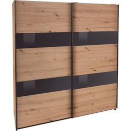 wimex Schwebet&uuml;renschrank &raquo;Altona&laquo; mit Glaselementen und zus&auml;tzlichen Einlegeb&ouml;den grau Holzwerkstoff Artisan Eiche, B/H/T: 180cm x 198cm x 64cm, T&uuml;ren: 2 