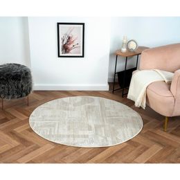 MyFlair Teppich &raquo;My Circles&laquo; rund 10 mm H&ouml;he Kurzflor, modernes Design, Retro-Style, besonders weich beige Polyester B : 120cm &Oslash; 120cm 1 Stk., 10mm, L: 120cm 