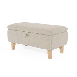 Livingandhome Polsterhocker, Beige, Holz, Rechteckig, 71x34x37 cm, Wohnzimmer, Hocker