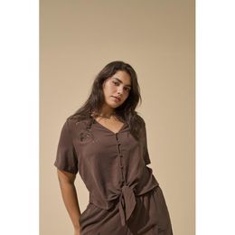 Only Carmakoma Damen Only CARMAKOMA V-Shirt &raquo;CAREVALOU METTA 2/4 KNOT SHIRT WVN&laquo; 52
