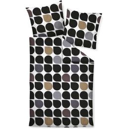 Janine Bettw&auml;sche &raquo;J. D.87093 02 200x220 2x80x80&laquo; mit Rei&szlig;verschluss schwarz Mako-Satin, Obermaterial: 100% Baumwolle B/L: 240cm x 220cm, 1 Stk., 2 Stk., 