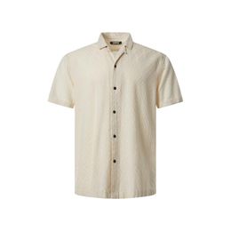 Pioneer Authentic Jeans Herren Kurzarmhemd mit Jacquard Muster beige XXL, N-Gr