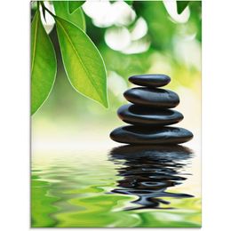 Artland Glasbild &raquo;Zen Steinpyramide auf Wasseroberfl&auml;che&laquo; Zen 1 Stk. tlg. in verschiedenen Gr&ouml;&szlig;en gr&uuml;n B/H/T: 60cm x 80cm, Glasbild Zen, 1 Stk.