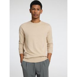 Selected Herren Selected Rundhalspullover &raquo;SLHBERG CREW NECK NOOS&laquo; Baumwolle, regular fit beige L