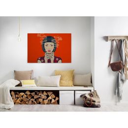 A.S. Cr&eacute;ation Leinwandbild &raquo;akari&laquo; Gem&auml;lde Kunst 1 Stk. tlg. Keilrahmen Bild Asiatisch Frau Leinwand-Bild Wohnzimmer modern Kinder orange Holz, Stahl B/H/T: 90cm x 