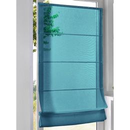 Kutti Raffrollo &raquo;Brondby Move&laquo; mit Klettschiene ohne Bohren verspannt Klemmfix, Klemmtr&auml;ger, halbtransparent, uni, Basic, pflegeleicht blau Obermaterial: 