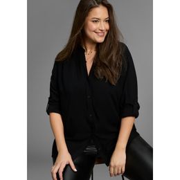 Laura Scott Curve Damen Laura Scott CURVE Longbluse &raquo;Gro&szlig;e Gr&ouml;&szlig;en&laquo; im Tunika Stil aus weicher Viskose schwarz 50
