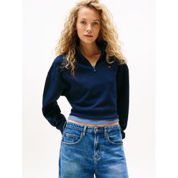 Tommy Jeans Damen Sweatshirt &raquo;TJW BXY CRP 1/4 ZIP MOCK NECK&laquo; blau L (40)