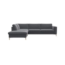 FLEXLUX Ecksofa &raquo;Fiore, Sitzaufbau mit hochwertigem Kaltschaum f&uuml;r mehr Sitzkomfort&laquo; breite Armlehnen, L-Form, F&uuml;&szlig;e Alu/Eiche grau 100% Polyester B/H/