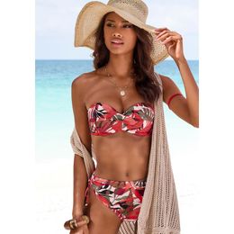 Lascana Damen Lascana B&uuml;gel-Bandeau-Bikini-Top &raquo;Ava&laquo; im tropischen Design rot 38, Cup C