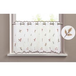 OTTO home Scheibengardine &raquo;Alphonse&laquo; Durchzugl&ouml;cher 1 Stk. tlg. Bestickt, floral, gemustert, sch&ouml;ne Haptik braun Voile, Polyester 30cm, Durchzugl&ouml;cher