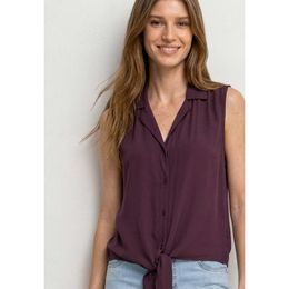 Street One Damen Street One Blusentop Blusentop mit Bowling-Kragen und Knoten/&auml;rmellos lila 34