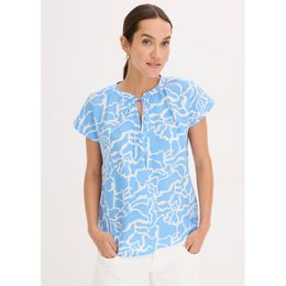 bonprix Damen bonprix Tunika leicht strukturiertes Material, modischer Print, &auml;rmellos blau 48
