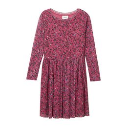 s.Oliver Junior M&auml;dchen s.Oliver Junior Meshkleid Ohne Taschen mit floralem Muster, langarm, f&uuml;r Girls pink 122, N-Gr