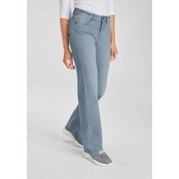 Arizona Damen Weite Jeans weite Beinform, Used-Look-Waschung, hohe Taille blau 36, N-Gr