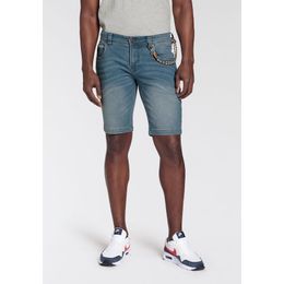 Bruno Banani Herren Jeansshorts Set, mit Band, 2 tlg. bequemer Sitz, gerade Beinform, mit praktischen Taschen blau 30, L&auml;nge 32