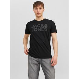 Jack & Jones Jack & Jones Herren T-Shirt &raquo;JJECORP Herren-Tee mit figurbetonter Silhouette&laquo; bedruckt, modisch, schmal, Baumwolle, Rundhals schwarz XXL