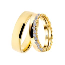 DOOSTI Unisex DOOSTI Trauring &raquo;Schmuck Geschenk Silber 925 Trauring Ehering Partnerring LIEBE&laquo; wahlweise mit oder ohne Zirkonia gold 52,mit Zirkonia, 