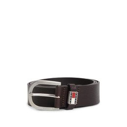 Tommy Jeans Herren Lederg&uuml;rtel &raquo;TJM RYAN 3.5&laquo; Gr&ouml;&szlig;enverstellbar mit genarbtem Finish braun 110