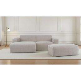 Inosign Ecksofa &raquo;Koa,228cm, L-Form, Modulsofa, Webstoff, Cord, Struktur, Chenille&laquo; Designsofa, Set, Hocker inklusive, weicher Lounge-Sitzkomfort 100% 