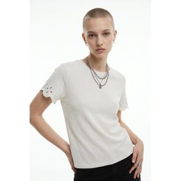 V&eacute;ro Moda Vero Moda Damen Kurzarmshirt &raquo;VMLOUISE SS TOP JRS&laquo; Baumwolle, regular fit wei&szlig; XS