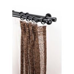 Garesa Gardinenstange &raquo;Gabi&laquo; 2 l&auml;ufig-l&auml;ufig Fixma&szlig; Fixl&auml;nge 120, 160, 200 cm, mit Ringe und Haken schwarz B/L: 120cm, 2 l&auml;ufig