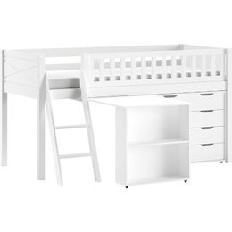 Vipack Spielbett Made in Europe, mit viel Funktion auf kleinem Raum, LF 90x200 cm, Kiefer wei&szlig; lackiert wei&szlig; Das Bett ist Kiefer massiv;Die Beim&ouml;bel MDF 