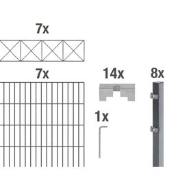Alberts Doppelstabmattenzaun &raquo;mit verschiedenen Dekorelementen&laquo; anthrazit, H&ouml;he: 100-160cm, Gesamtl&auml;nge: 10-20m, zum Einbetonieren grau Stahl H/L: 120cm x 14m