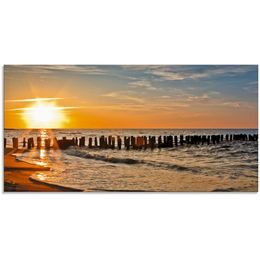 Artland Glasbild &raquo;Sch&ouml;ner Sonnenuntergang am Strand&laquo; Strand 1 Stk. tlg. in verschiedenen Gr&ouml;&szlig;en orange B/H/T: 100cm x 50cm, Glasbild Strand, 1 Stk.