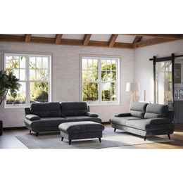 OTTO home 2,5-Sitzer &raquo;Pike, B: 198 cm, modernes Design, elegante Form&laquo; Metallf&uuml;&szlig;e 12cm Bodenfreiheit, Wellenunterfederung mit PUR Schaum grau 92% 
