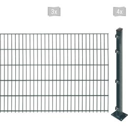 Arvotec Doppelstabmattenzaun &raquo;EASY 103 zum Aufschrauben&laquo; Zaunh&ouml;he 103 cm, Zaunl&auml;nge 2 - 60 m grau Kunststoff, Stahl H/L: 103cm x 6m, Pfosten: 4 Stk.