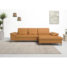 OTTO home Ecksofa &raquo;Costello L-Form, B: 301cm, Sitztiefen & Armteilverstellung, Federkern&laquo; 3 Nierenkissen, optional Schlaffunktion & Bettkasten gelb 