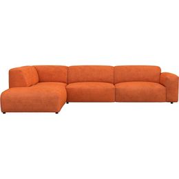 FLEXLUX Ecksofa &raquo;Lucera, super bequem durch hochwertigen Sitzaufbau mit Kaltschaum&laquo; modern & anschmiegsam, L-Form, Designsofa orange 85% Polyester/15%