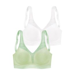 petite fleur by Lascana Entlastungs-BH &raquo;, Bralette-BH, Baumwoll-BH, BH ohne B&uuml;gel&laquo; Packung, 2 mit breiteren Tr&auml;gern, Baumwoll-Qualit&auml;t, gro&szlig;e Gr&ouml;&szlig;en 