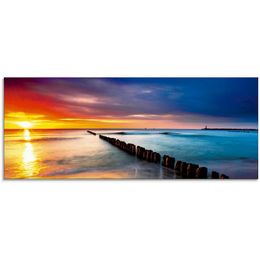 Artland Glasbild &raquo;Ostsee mit sch&ouml;nem Sonnenaufgang&laquo; Strand 1 Stk. tlg. in verschiedenen Gr&ouml;&szlig;en blau B/H/T: 125cm x 50cm, Glasbild Strand, 1 Stk.