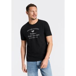Mustang Herren Mustang Rundhalsshirt &raquo;Alex Logoprint uni&laquo; normale Passform, Kurzarm-Design schwarz L