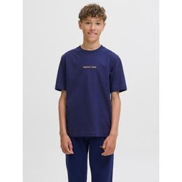 Jack & Jones Jack & Jones Junior Jungen T-Shirt &raquo;JORNORREBRO EMB TEE SS CN NOOS JNR&laquo; Baumwolle, relaxed fit, Kurzarm blau 140